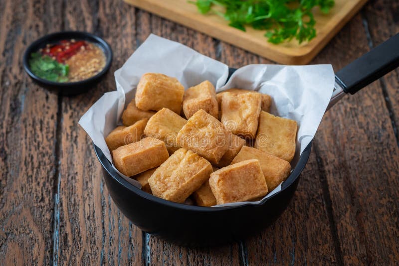Deep Fried Tofu Served with Sweet and Sour Spicy Sauce Stock Image ...