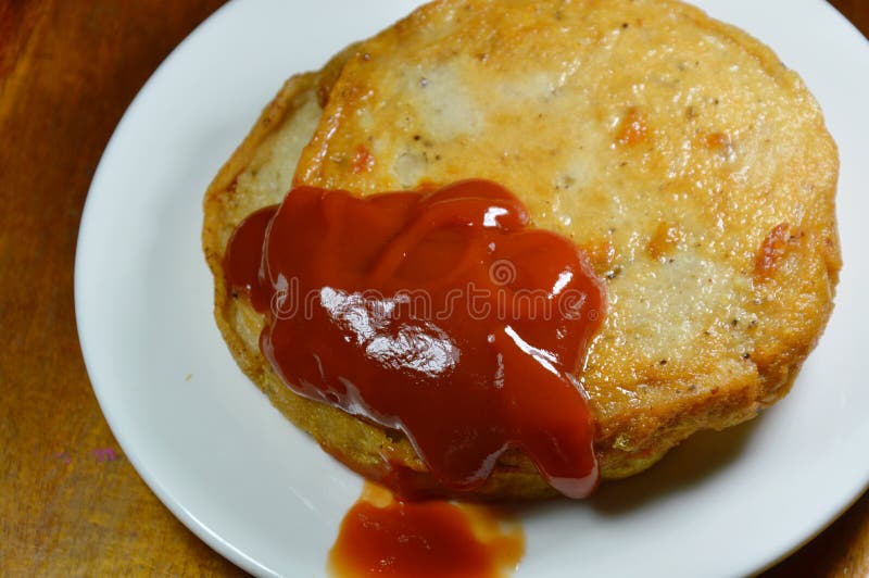 Deep Fried Vietnamese Pork Sausage Dressing Ketchup on Dish Stock Photo ...