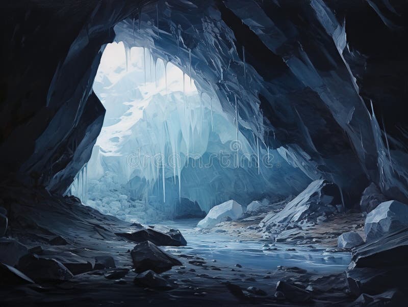 Deep Frozen Glacier Cave with Ice and Snow, Nature Concept Stock Photo ...