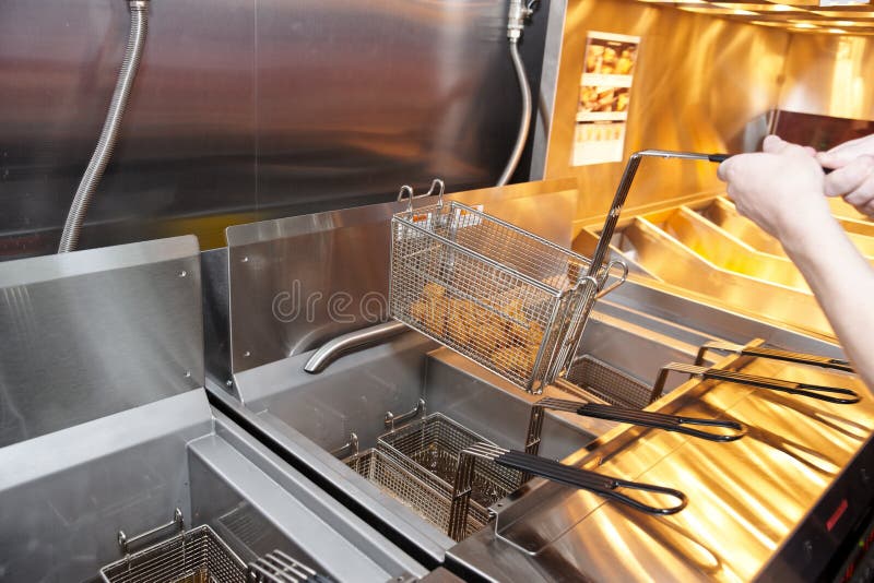 Deep Fryer with on Restaurant Kitchen Stock Image - Image of oven ...