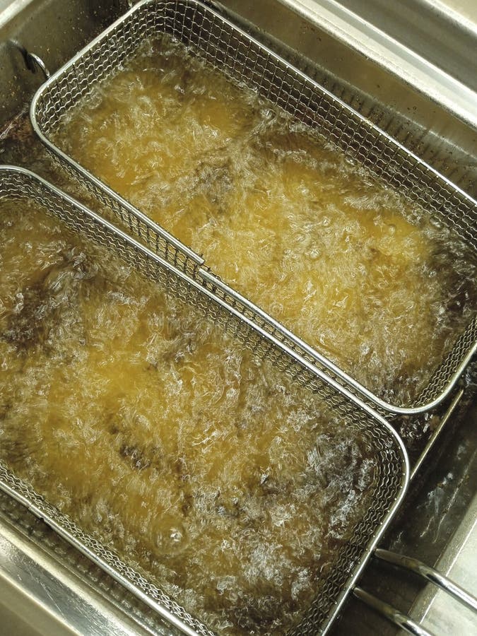 Deep Frying Snacks in Vegetable Oil in a Pan Stock Image - Image of ...