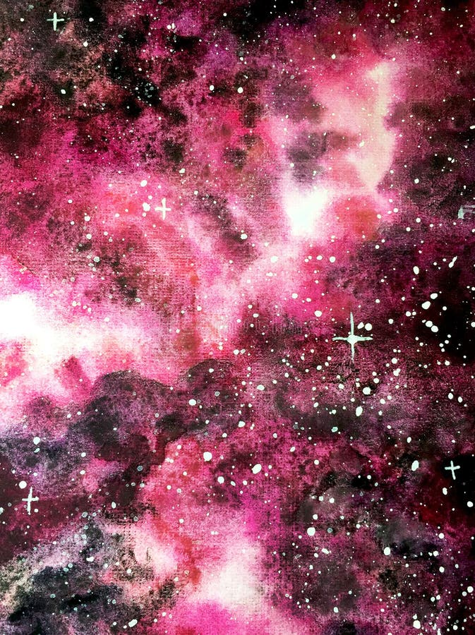 Galaxy Pink Background for Text Watercolor Illustration Stock ...