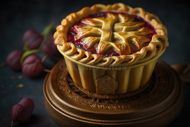 Deep Golden Plum Mini Pie with Thin Tender Dough Stock Illustration ...