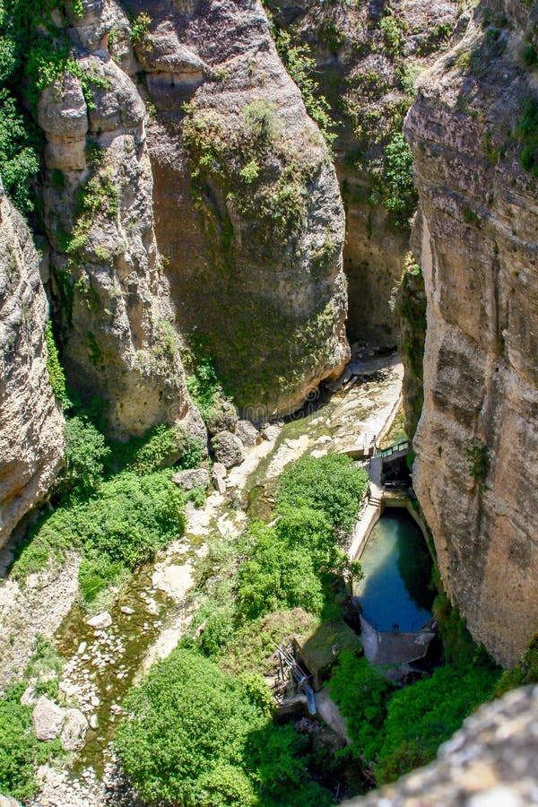 Deep Gorge with Lake in Ronda. Spain Stock Image - Image of adventure ...