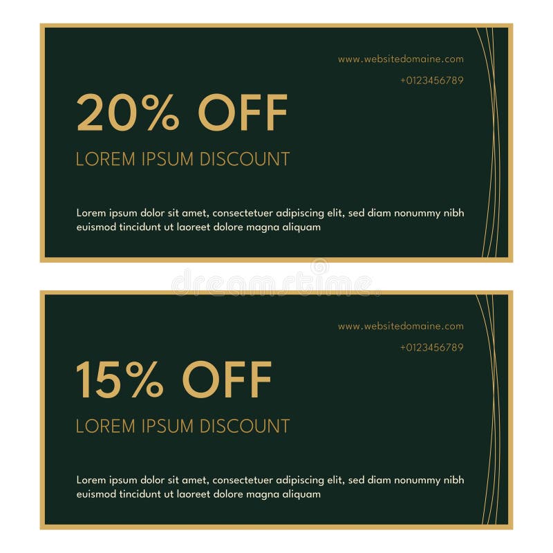 Deep Green Discount Voucher Templates Set Stock Vector - Illustration ...