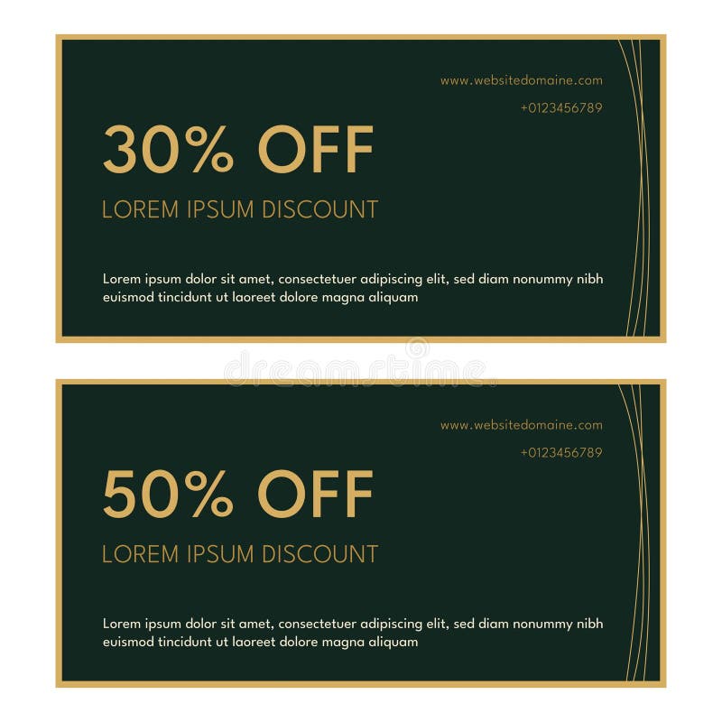 Deep Green Discount Voucher Templates Set Stock Vector - Illustration ...