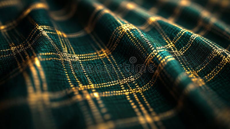 Deep Green Fabric with Gold Plaid Pattern Stock Illustration ...