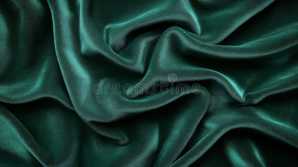 Deep Green Silk Fabric Draped Softly Stock Illustration - Illustration ...
