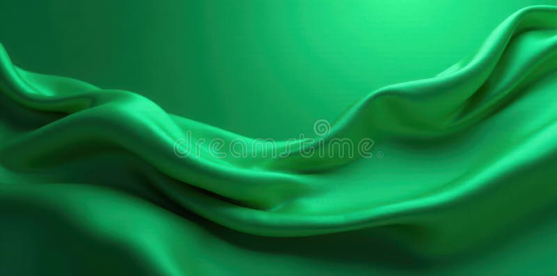 Deep Green Silk Waves, Cascading Fabric Layers, Elegant Backdrop, Scene ...