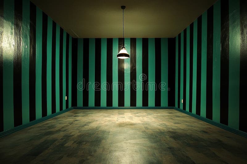 A Deep Green Striped Wallpaper Backdrop and Dramatic Lighting Create a ...
