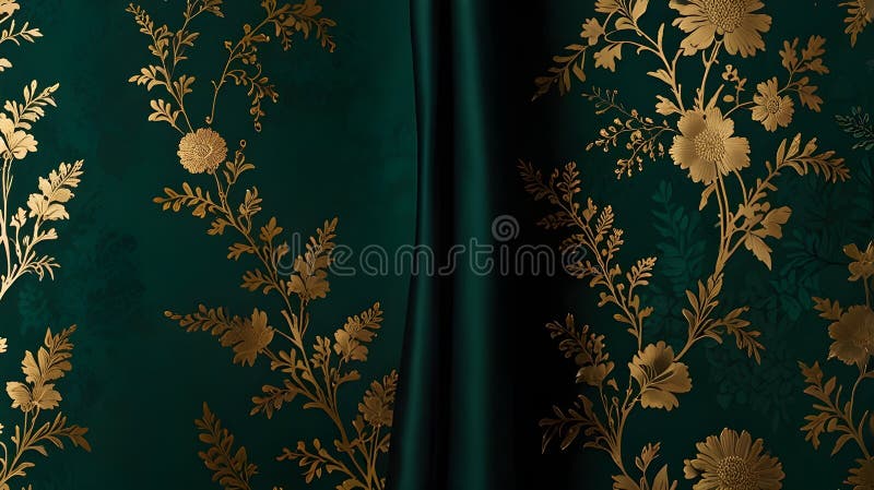 Deep Green with Subtle Gold Accents and a Faint Floral Pattern for a ...