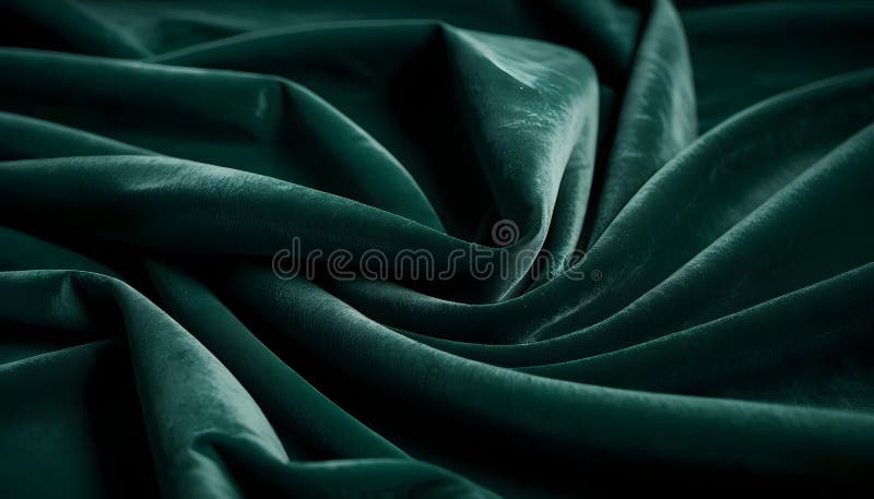 Deep Green Velvet Fabric Swirling Creating Abstract Pattern for ...