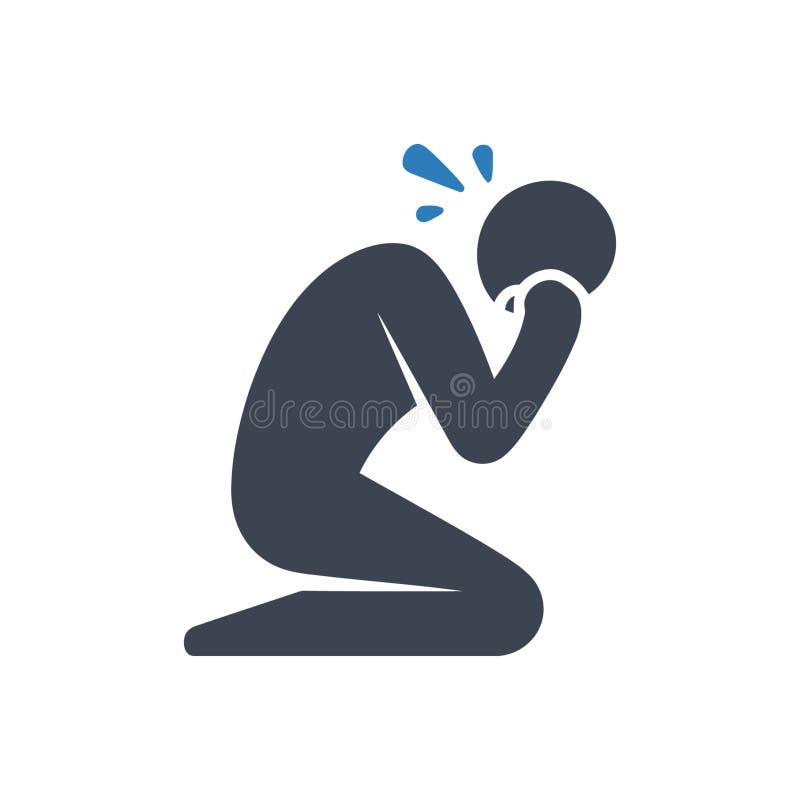 Deep Grief Expression Icon stock vector. Illustration of depression ...