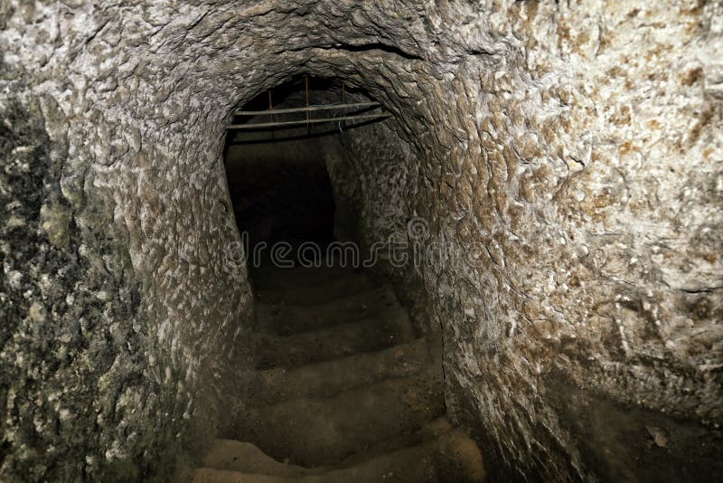 Deep Hall with Steps Mined To the Rock Stock Image - Image of ...