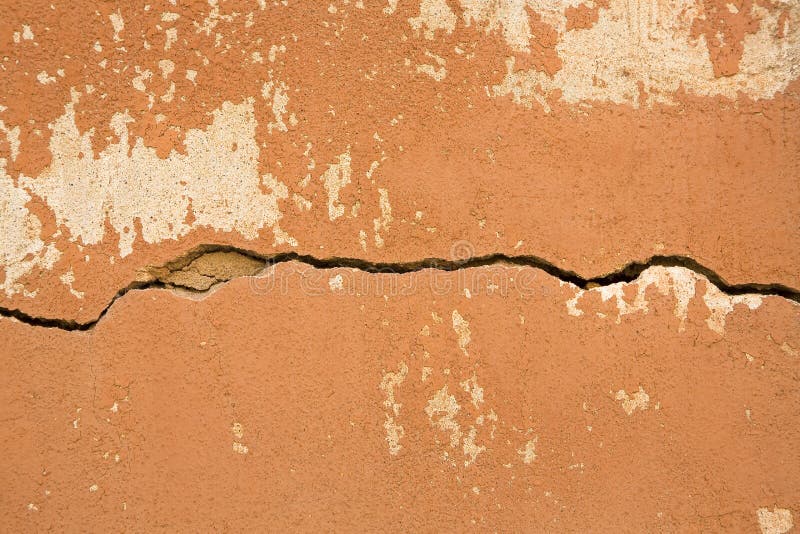 Deep Horizontal Crack in an Old Wall with Damaged Plaster Stock Photo ...
