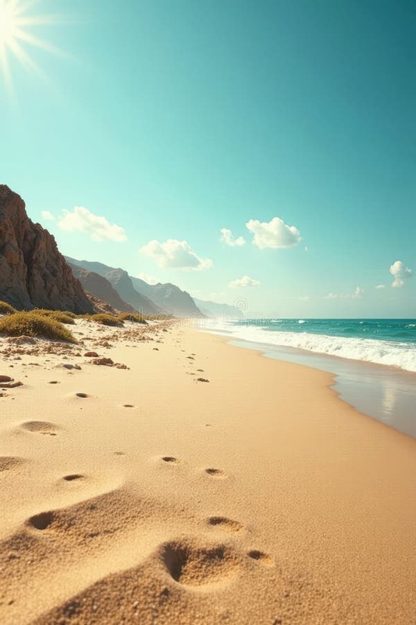 Deep Impressions in Pale Sand, Sunlit, Wide Shot, Sand Dune, Light ...