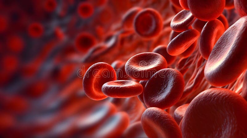 Deep within the Network of Blood Vessels, Red Cells Flow. Generative AI ...