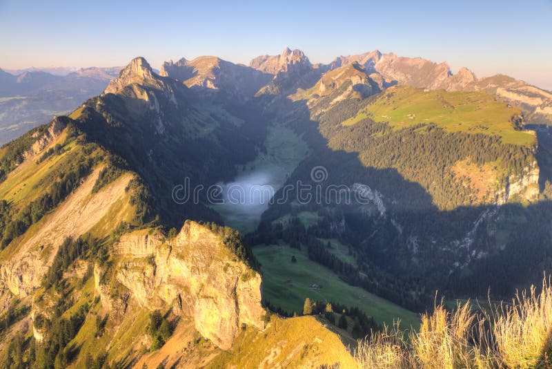 Deep Isolated Valley, Switzerland Stock Photo - Image of house ...