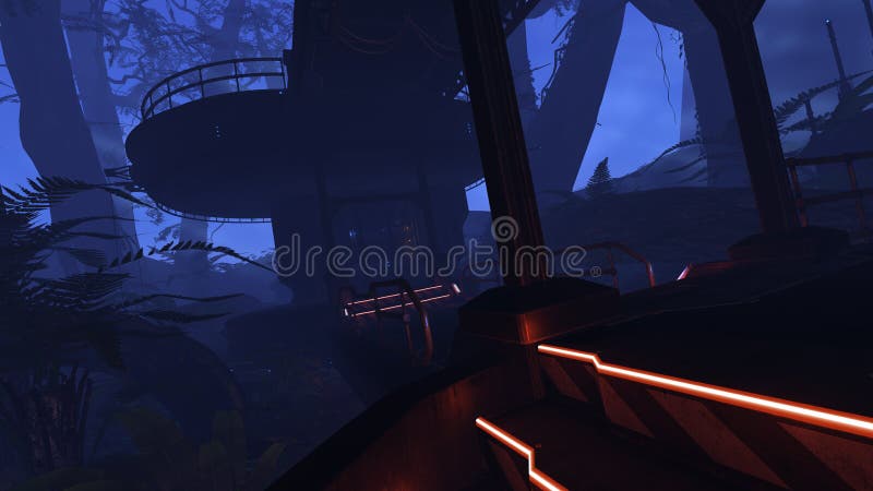 Deep jungle outpost stock illustration. Illustration of blue - 70111057