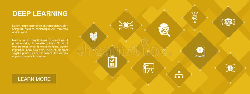 Deep Learning Banner 10 Icons Concept Stock Vector - Illustration of ...
