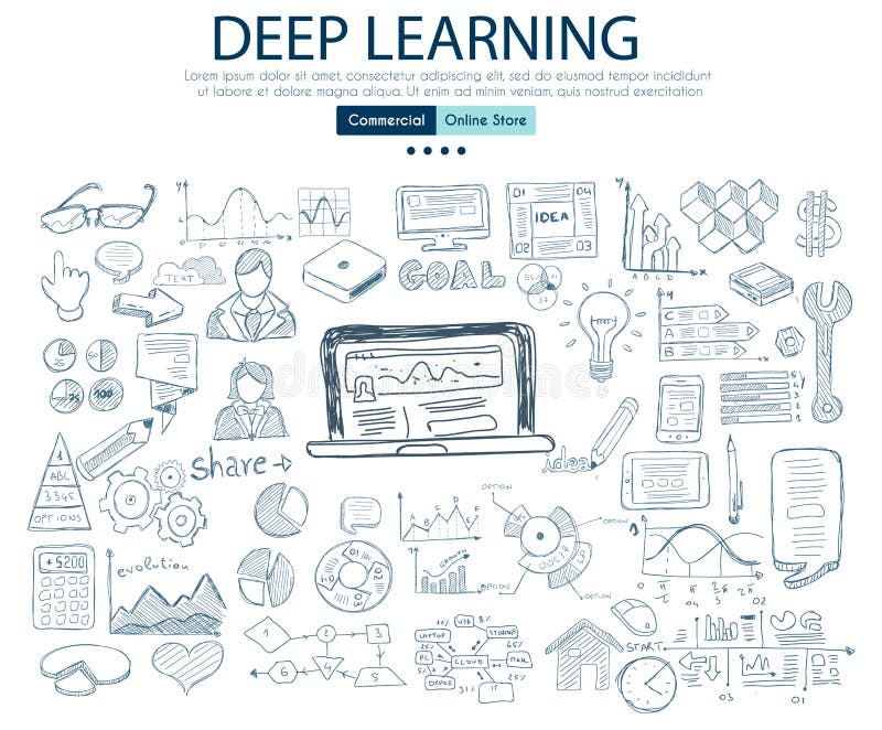 Deep Learning Concept with Business Doodle Design Style: Online Stock ...