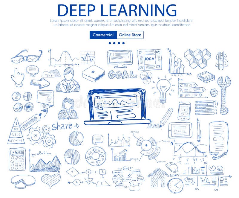 Deep Learning Concept with Business Doodle Design Style: Online Stock ...
