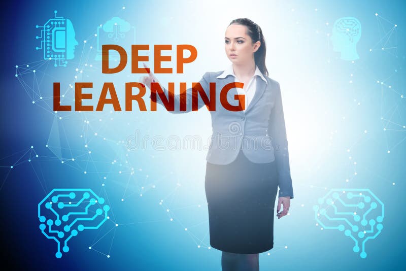 Deep Learning Concept with Businessman Pressing Button Stock Image ...