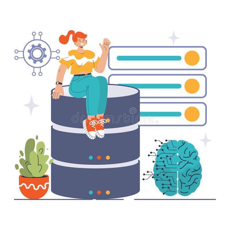 Deep Learning Concept. Flat Vector Stock Vector - Illustration of ...