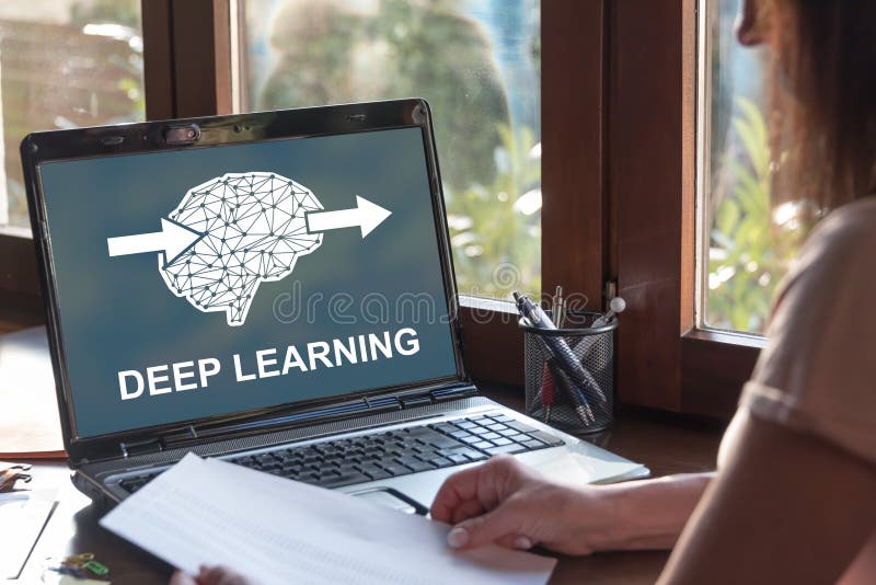 Deep Learning Concept on a Laptop Screen Stock Image - Image of machine ...
