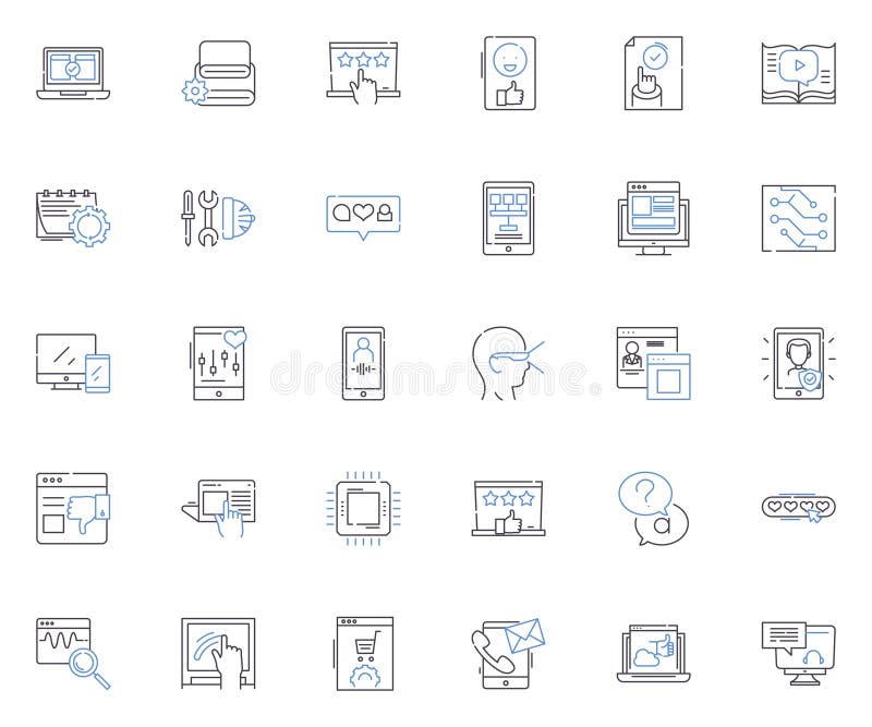 Deep Learning Line Icons Collection Neural Nerk Artificial Intelligence Cognitive