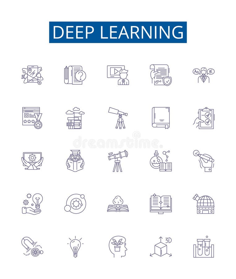 Deep Learning Line Icons Signs Set. Design Collection of Deep Learning ...