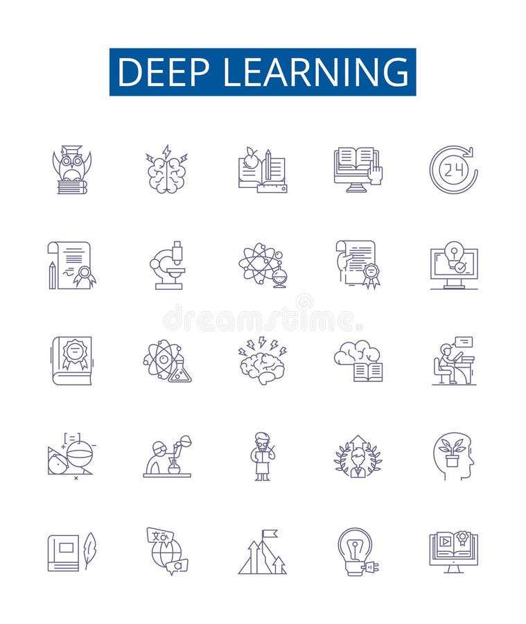 Deep Learning Line Icons Signs Set. Design Collection of Deep Learning ...