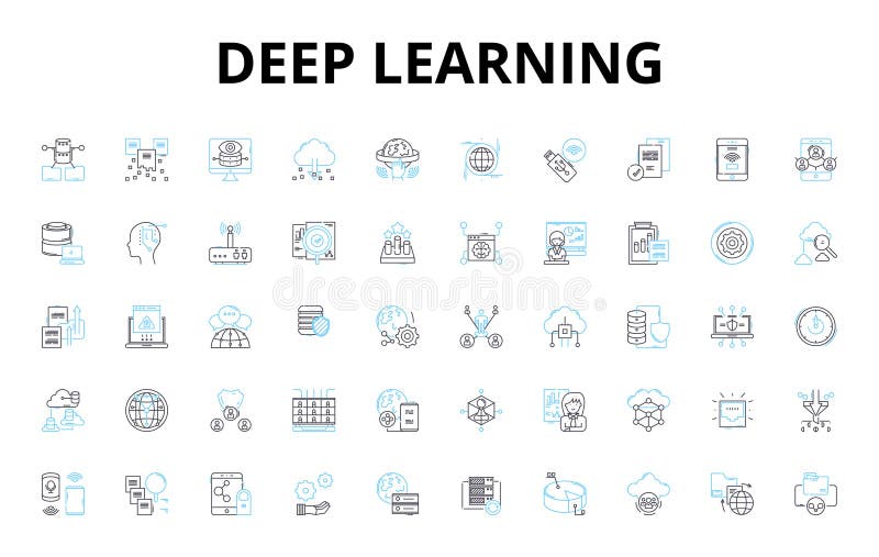 Deep Learning Linear Icons Set Neural Nerks Tensorflow Algorithms Big Data Training