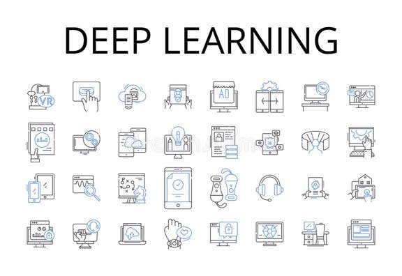 Deep Learning Line Icons Collection. Artificial Intelligence, Machine ...