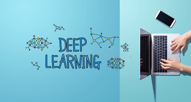 Deep Learning with Person Working with Laptop Stock Illustration ...