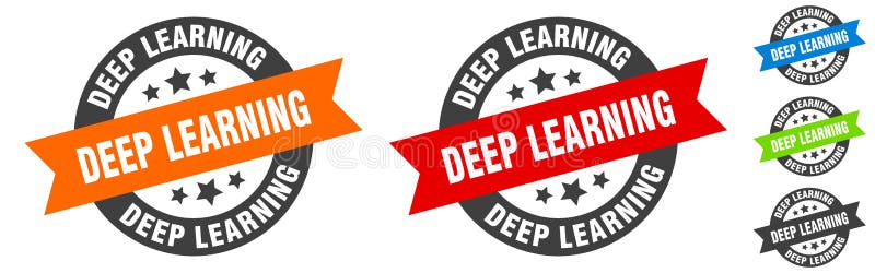 Deep Learning Stamp. Deep Learning Round Ribbon Sticker. Tag Stock ...