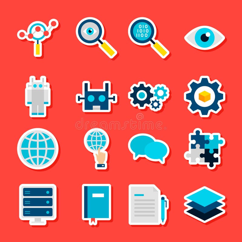 Deep Learning Stickers stock vector. Illustration of design - 162591350