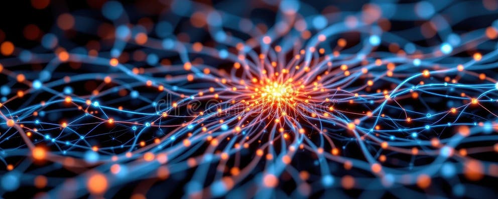 Deep Learning Structure Visualized As Layers of Interconnected Lines and Glowing Nodes in 3d ...