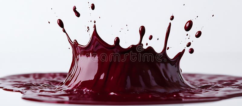Deep Maroon Paint Splash on a Pure White Surface Stock Illustration ...