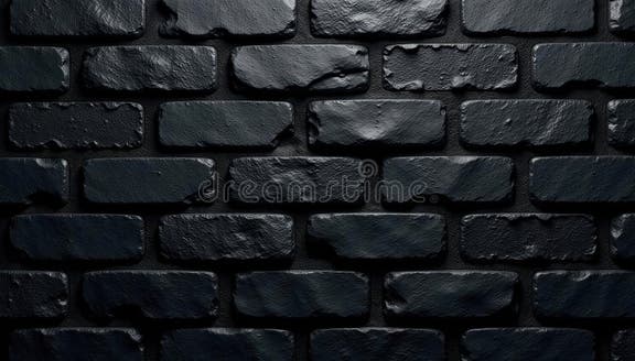 Deep, Matte Black Brick Texture Seamless Pattern , Image, Black Stock ...