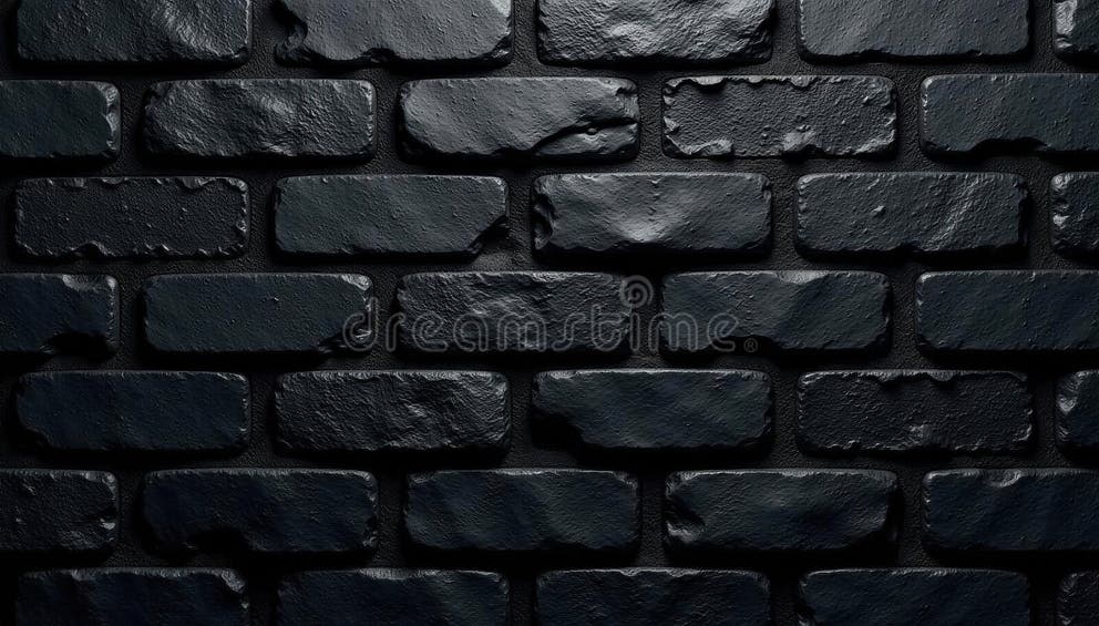 Deep, Matte Black Brick Texture Seamless Pattern , Image, Black Stock ...