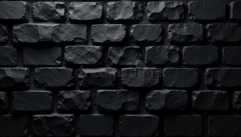 Deep, Matte Black Brick Texture Seamless Pattern , Stone, Wallpaper ...