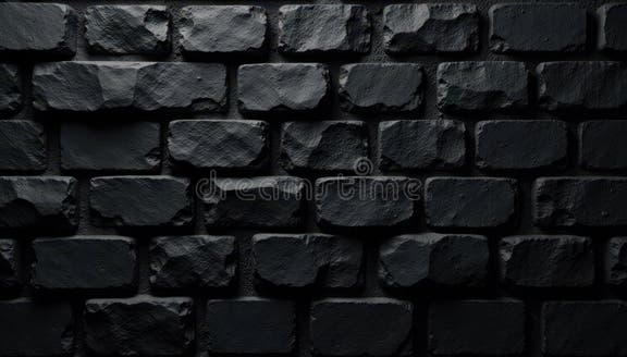 Deep, Matte Black Brick Texture Seamless Pattern , Stone, Wallpaper ...