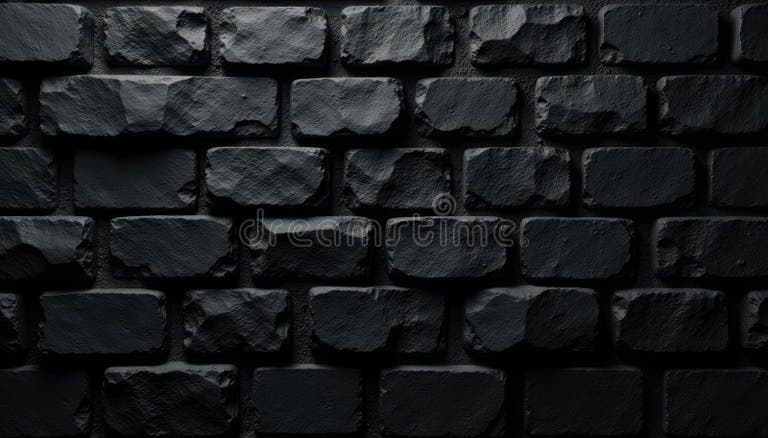 Deep, Matte Black Brick Texture Seamless Pattern , Stone, Wallpaper ...