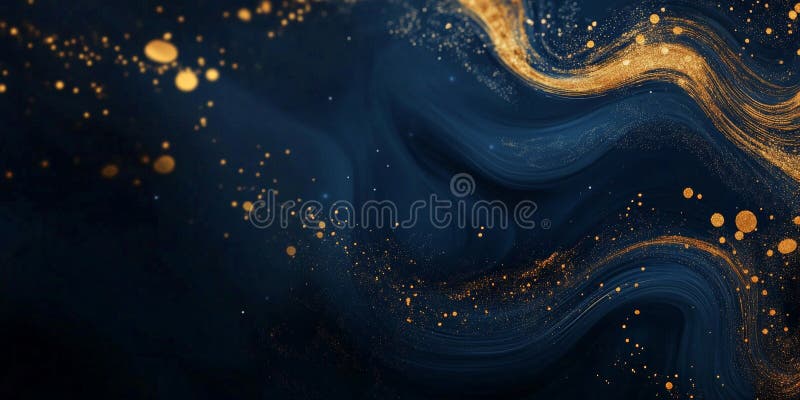 Deep Midnight Blue with Gold Celestial Elements, Luxury Starry Night ...