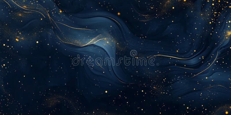 Deep Midnight Blue with Gold Celestial Elements, Luxury Starry Night ...