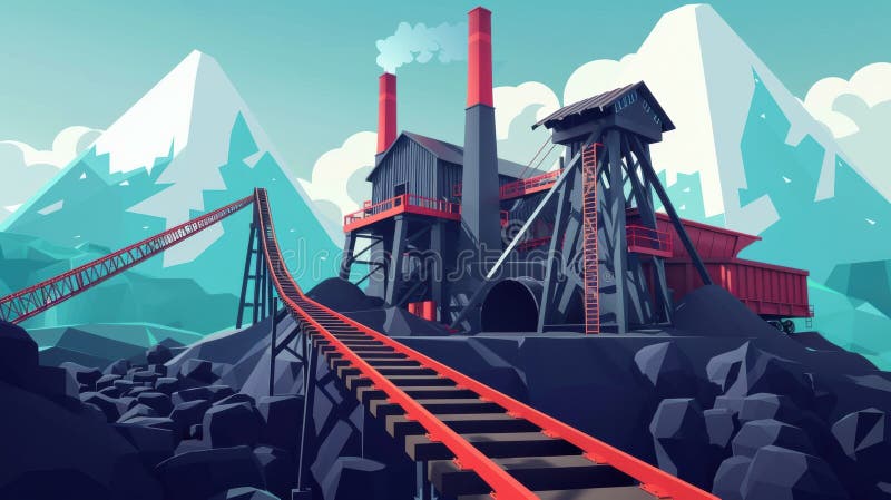 Deep Mine Operation with Workers Using Tools To Extract Minerals from ...