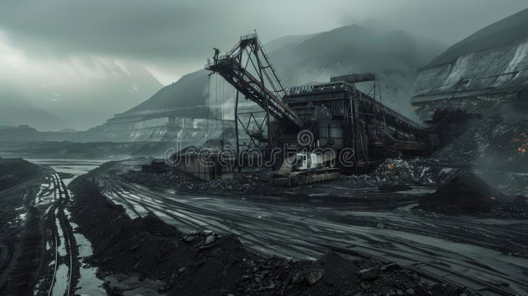 Deep Mine Operation with Workers Using Tools To Extract Minerals from ...