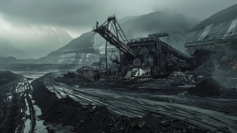 Deep Mine Operation with Workers Using Tools To Extract Minerals from ...