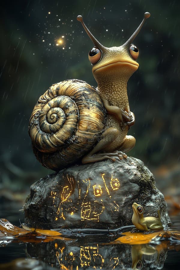Ancient Snail Oracle of the Misty Temple Stock Illustration ...
